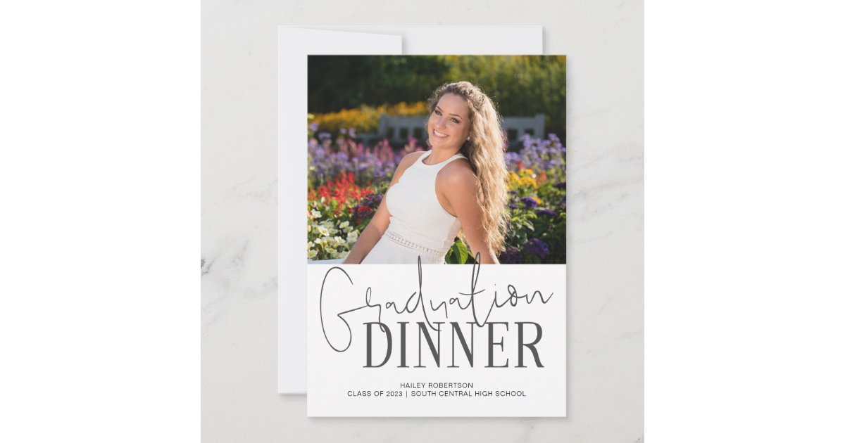 Handwritten 2023 Photo Graduation Dinner Invitation | Zazzle