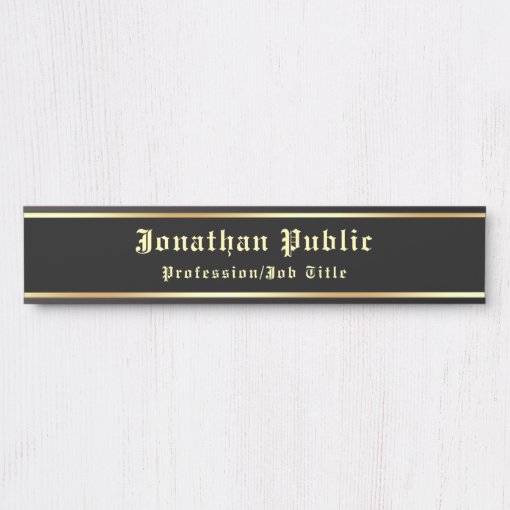 Handwritten Black Gold Classic Nostalgic Look Door Sign | Zazzle