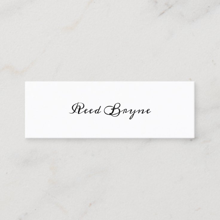 Handwritten Calligraphy White Black Calling Mini Business Card | Zazzle