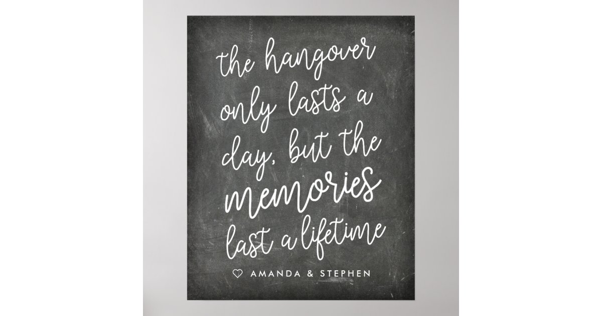 Handwritten Chalkboard Style Wedding Hangover Sign | Zazzle.com