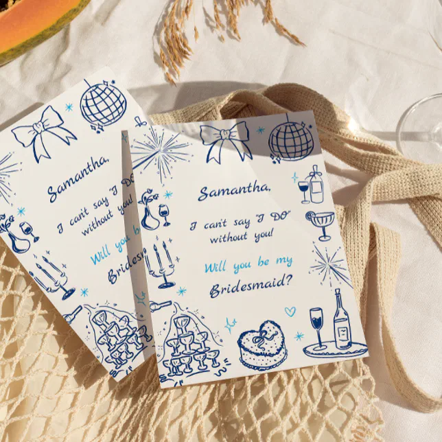 Handwritten Champagne Tower Bridesmaid Proposal In Invitation | Zazzle