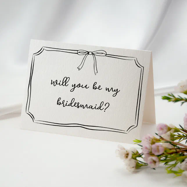 Handwritten Coquette Bow Bridesmaid Proposal Card | Zazzle