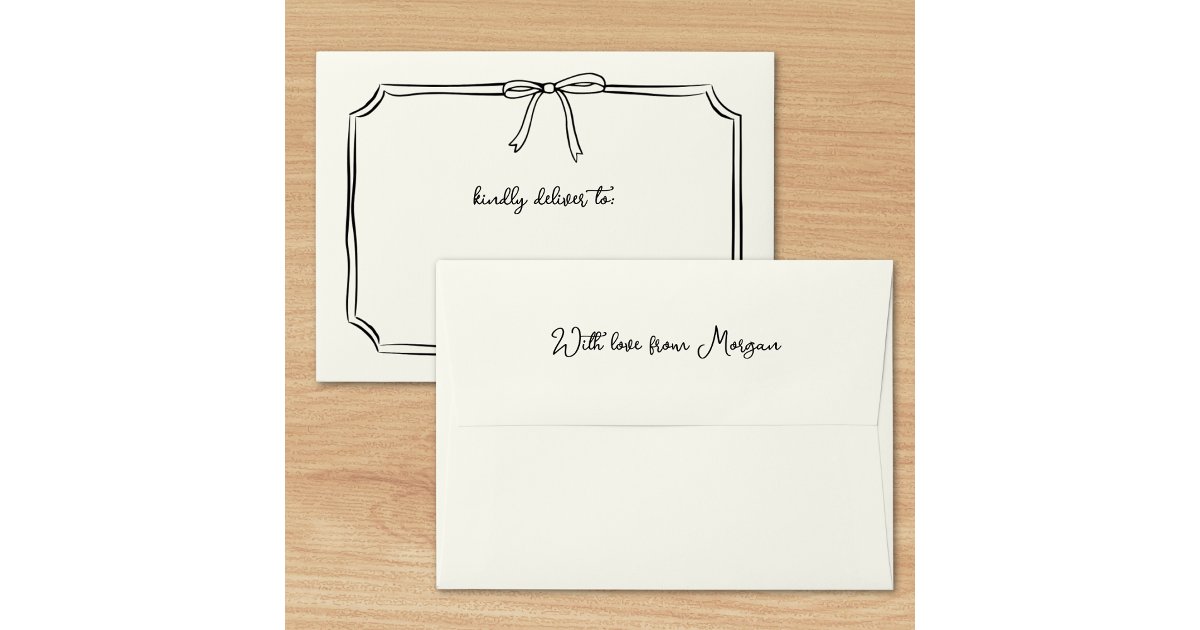 Handwritten Coquette Bow Bridesmaid Proposal Card Envelope | Zazzle