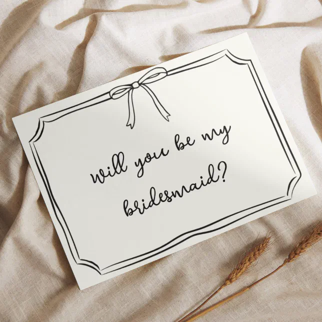 Handwritten Coquette Bow Chic Bridesmaid Proposal Invitation | Zazzle