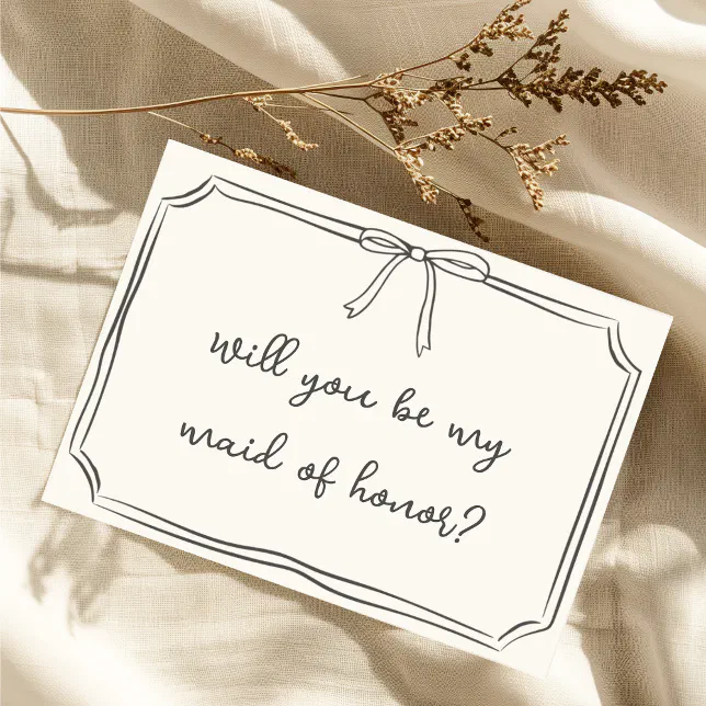 Handwritten Coquette Bow Maid of Honor Proposal Invitation | Zazzle