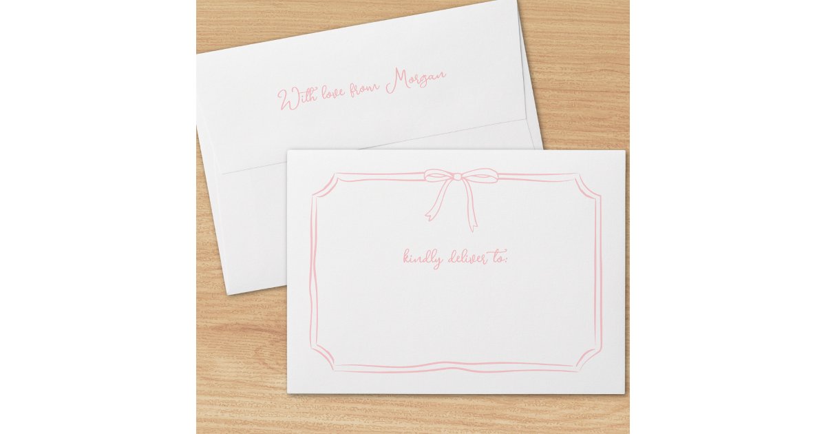 Handwritten Coquette Bow Pink Bridesmaid Proposal Envelope | Zazzle