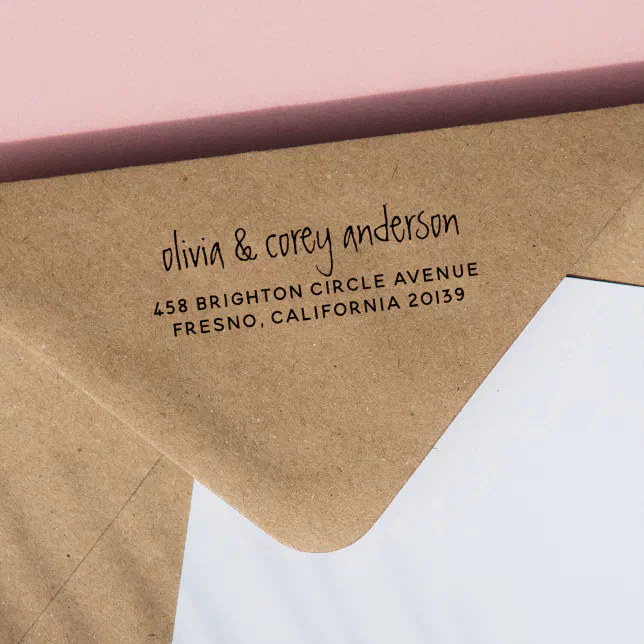 Handwritten Couple's Names & Simple Return Address Self-inking Stamp ...