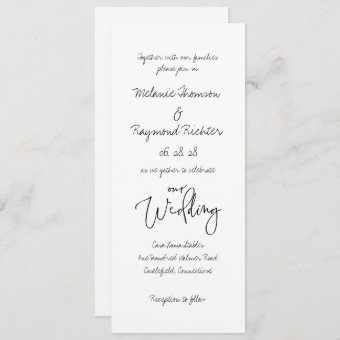 Handwritten Cursive 2 Our Wedding 4 X 9 Inch Long Invitation | Zazzle