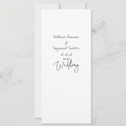 Handwritten Cursive 2 Our Wedding 4 X 9 Inch Long Invitation | Zazzle