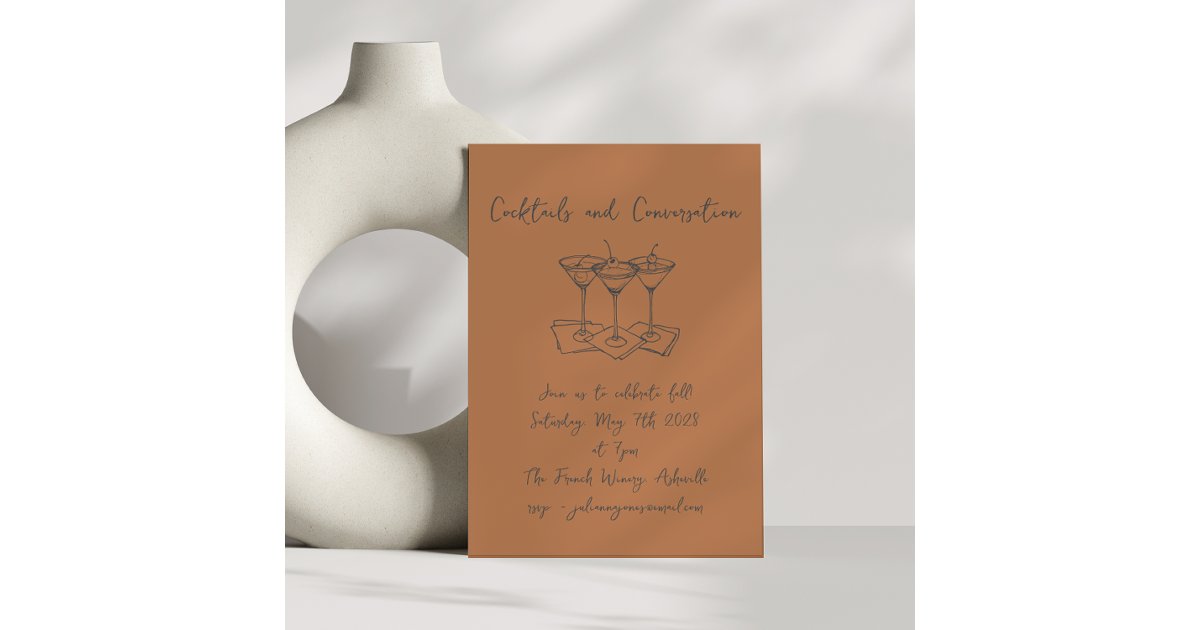 Handwritten Doodles Cocktails Conversation Autumn Invitation | Zazzle