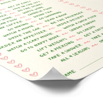 Handwritten Downloadable Would She Rather Game Poster | Zazzle