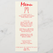 Handwritten Drawn Red Retro Quirky Unique Wedding Menu | Zazzle