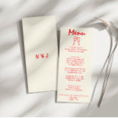 Handwritten Drawn Red Retro Quirky Unique Wedding Menu | Zazzle