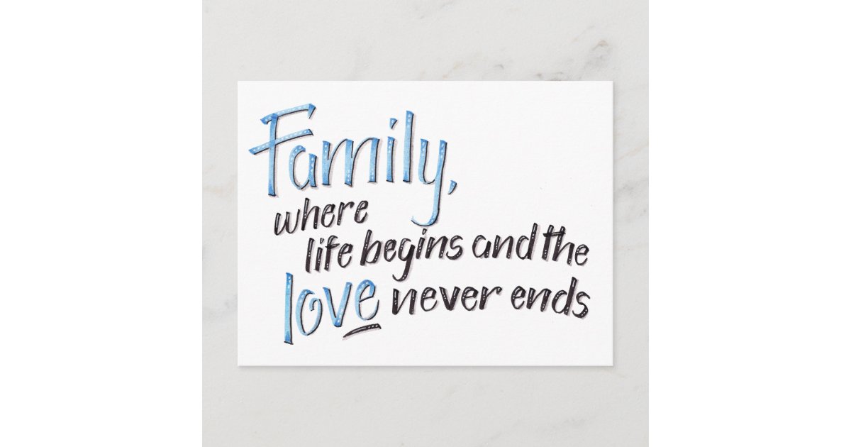 Handwritten Family Quote Postcard | Zazzle