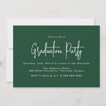 Handwritten Green Script Photo Graduation Party Invitation | Zazzle