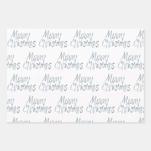 Handwritten Merry Christmas in Gray Wrapping Paper Sheets | Zazzle