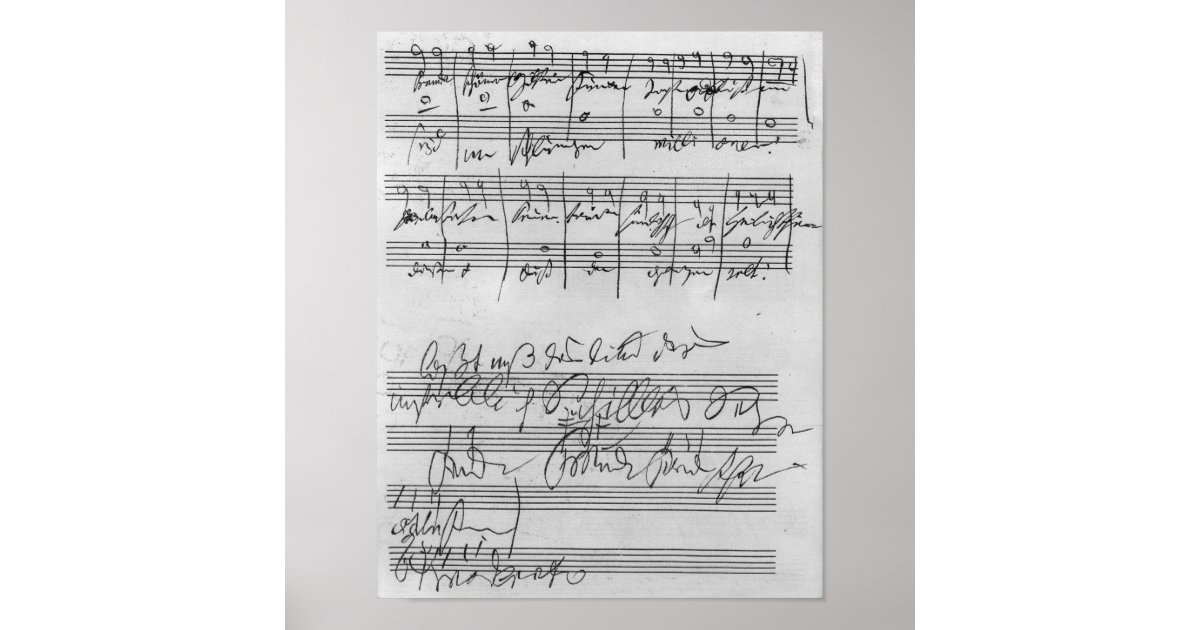 Handwritten musical score poster | Zazzle