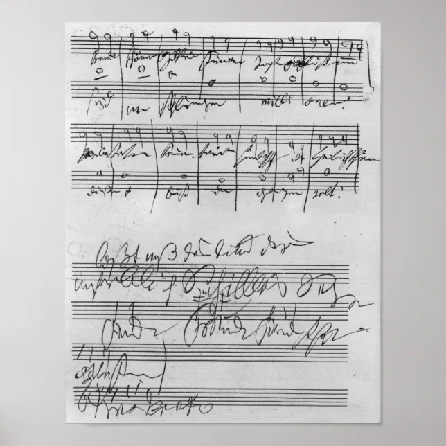 Handwritten musical score poster | Zazzle