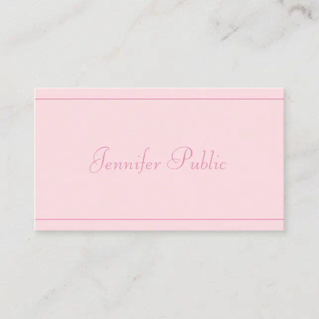 Handwritten Name Elegant Pink Background Template Business Card | Zazzle