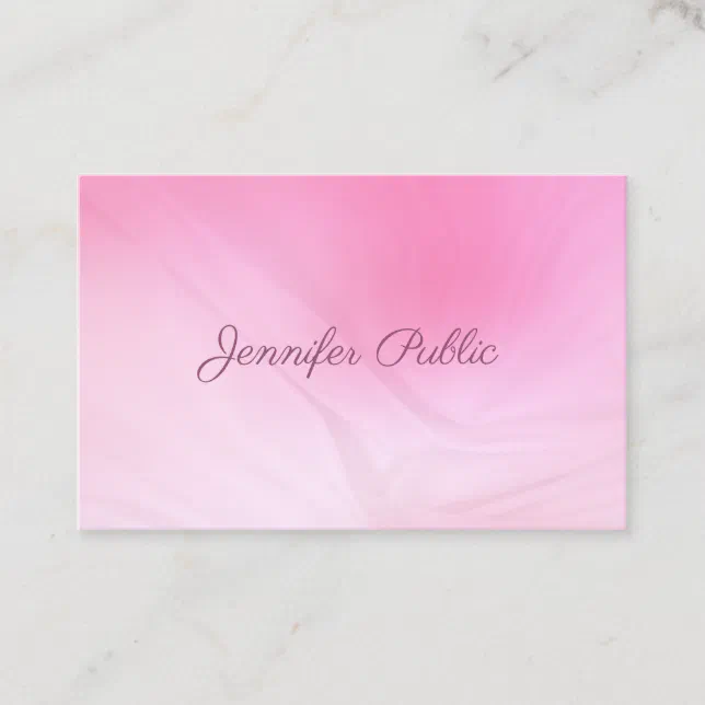 Handwritten Name Elegant Pink Professional Trendy Business Card | Zazzle