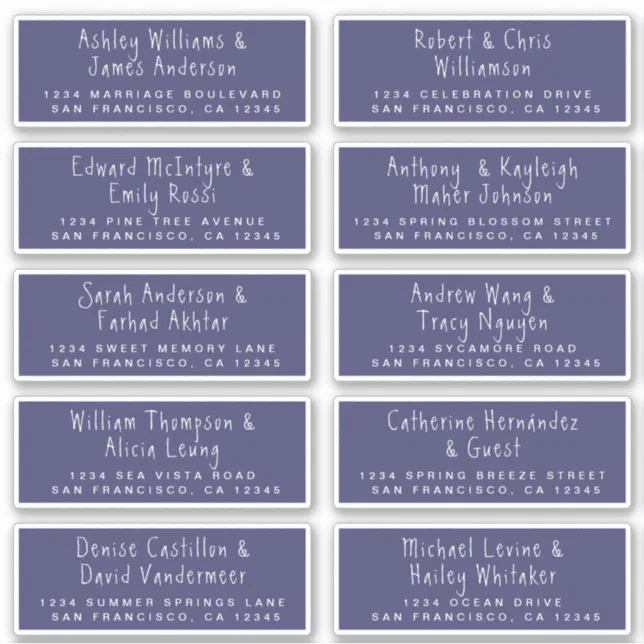 Handwritten Navy Blue Wedding Guest Address Labels | Zazzle