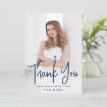 Handwritten Navy Script Photo Graduation Thank You Card | Zazzle