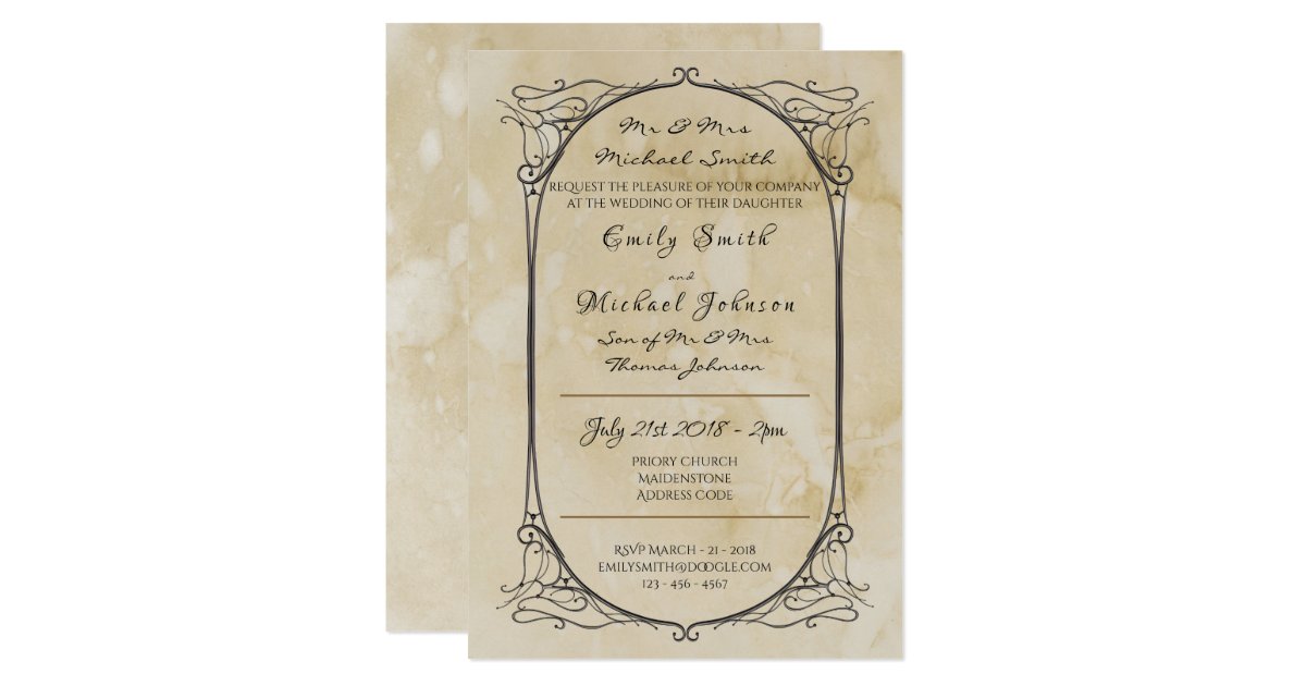 Handwritten Parchment Vintage Wedding Invite Old | Zazzle.com