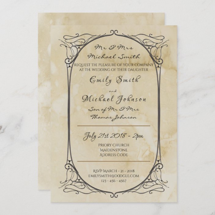 Handwritten Parchment Vintage Wedding Invite Old | Zazzle.com