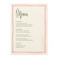 Handwritten Pink and Green French Wedding Table Menu | Zazzle