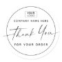 Handwritten script add logo business thank you classic round sticker ...