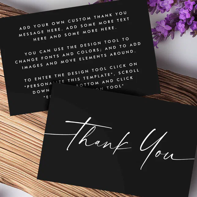 Handwritten script black mini thank you card | Zazzle