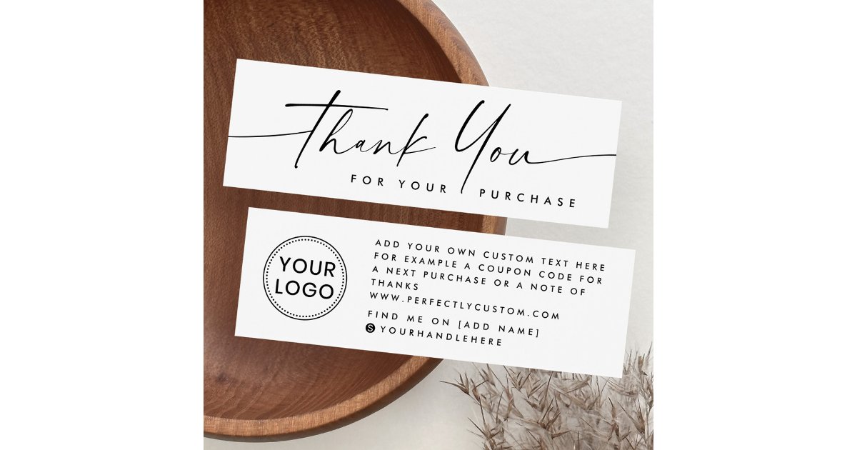 Handwritten script custom logo thank you insert | Zazzle