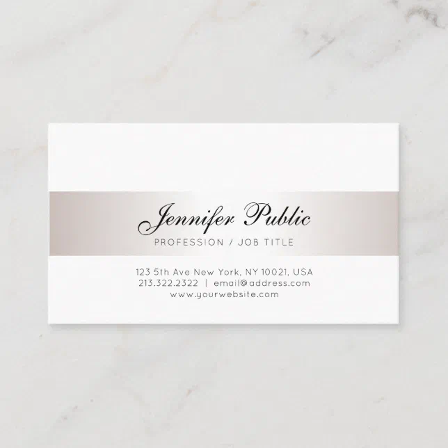 Handwritten Script Elegant Faux Silver Calligraphy Business Card | Zazzle