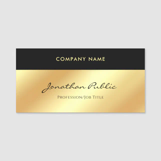 Handwritten Script Elegant Glamour Gold Template Name Tag | Zazzle