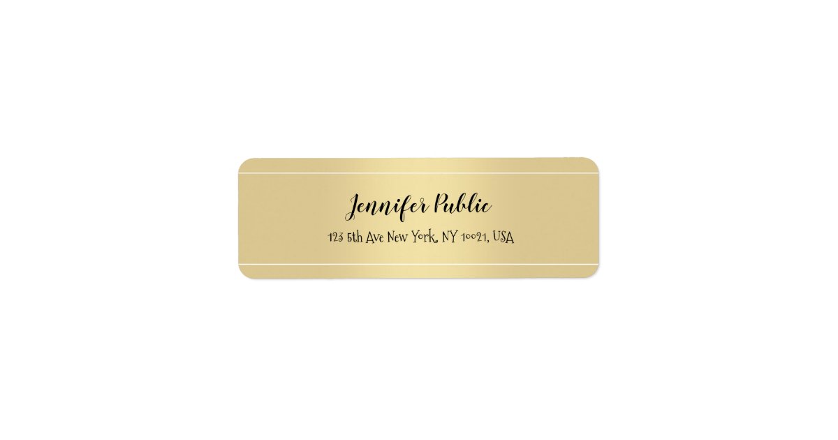 Handwritten Script Gold Template Return Address Label | Zazzle