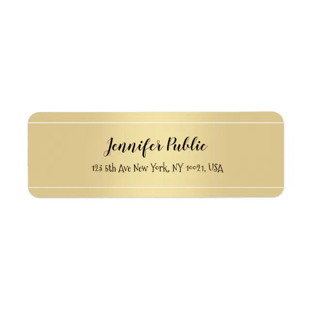 Handwritten Script Gold Template Return Address Label | Zazzle