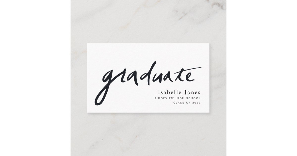 Handwritten Script Graduate White Business Card | Zazzle