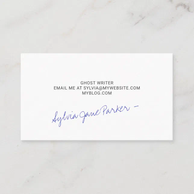 Handwritten Script Ink Blue Signature Simple Business Card | Zazzle