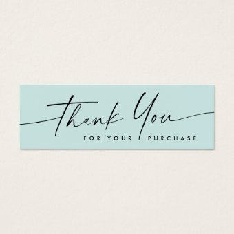 Handwritten script logo blue thank you insert card | Zazzle
