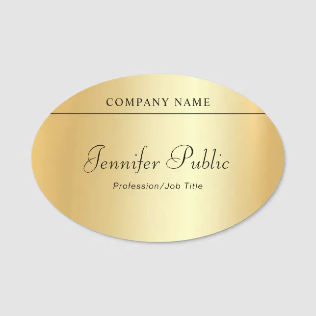 Handwritten Script Modern Elegant Glamorous Gold Name Tag | Zazzle
