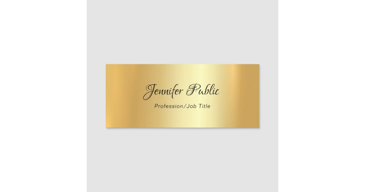 Handwritten Script Modern Elegant Gold Template Name Tag | Zazzle