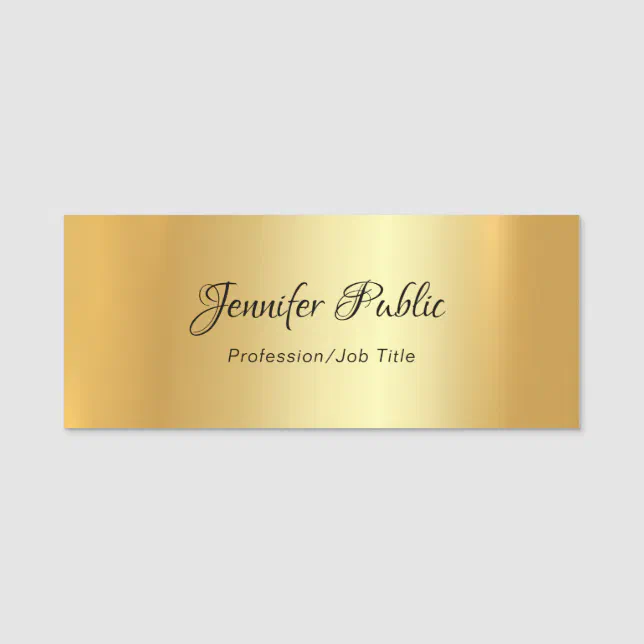 Handwritten Script Modern Elegant Gold Template Name Tag | Zazzle