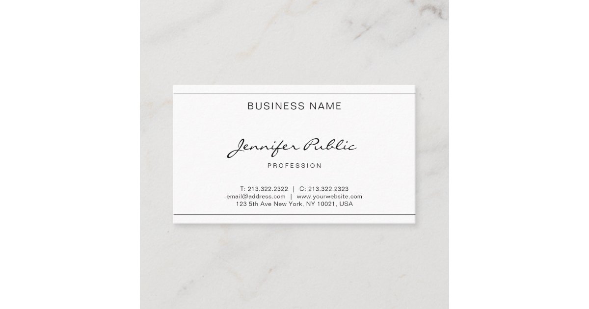 Handwritten Script Modern Elegant Sleek Design Business Card | Zazzle