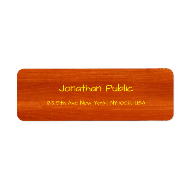 Handwritten Script Name Gold Text Wood Walnut Label | Zazzle