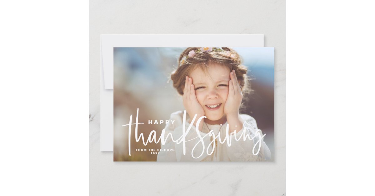 Handwritten Script Overlay Happy Thanksgiving Holiday Card | Zazzle