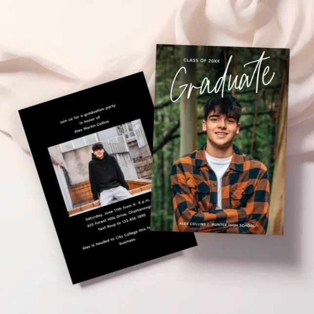 Handwritten Script Photo Graduation Invitation | Zazzle