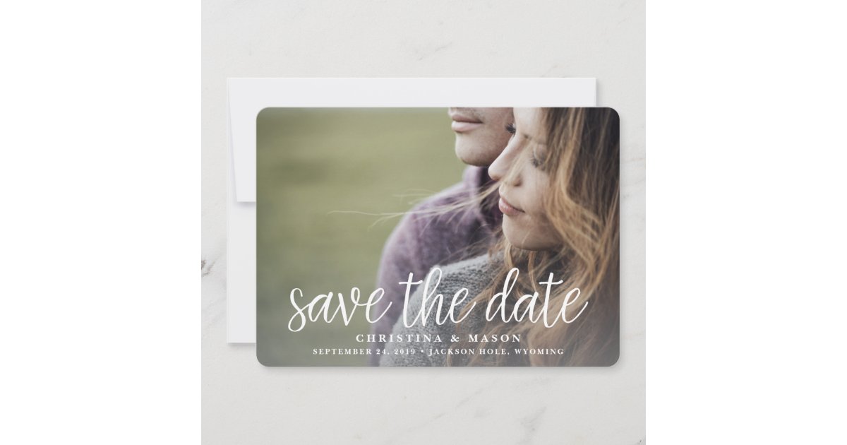 Handwritten Script Photo Save the Date | Zazzle