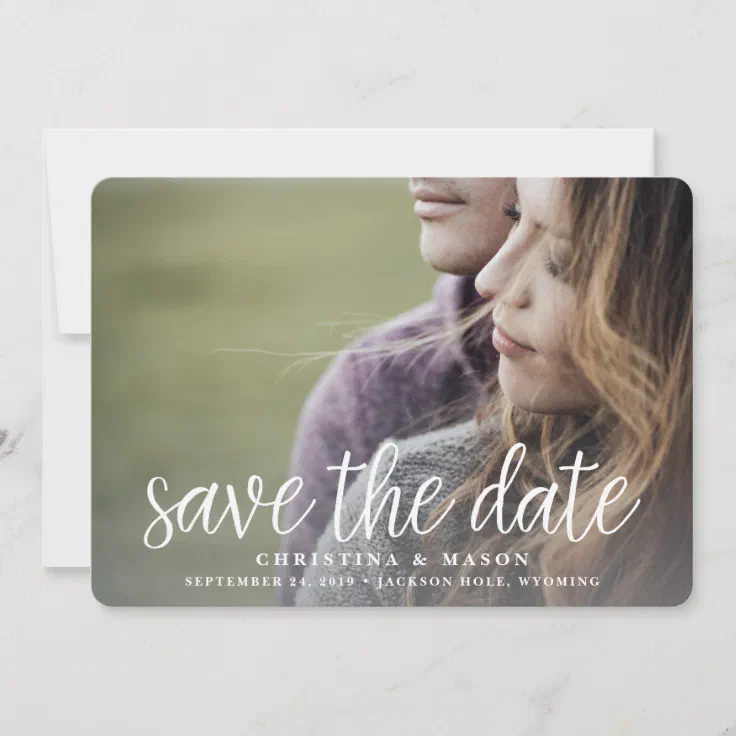 Handwritten Script Photo Save the Date | Zazzle