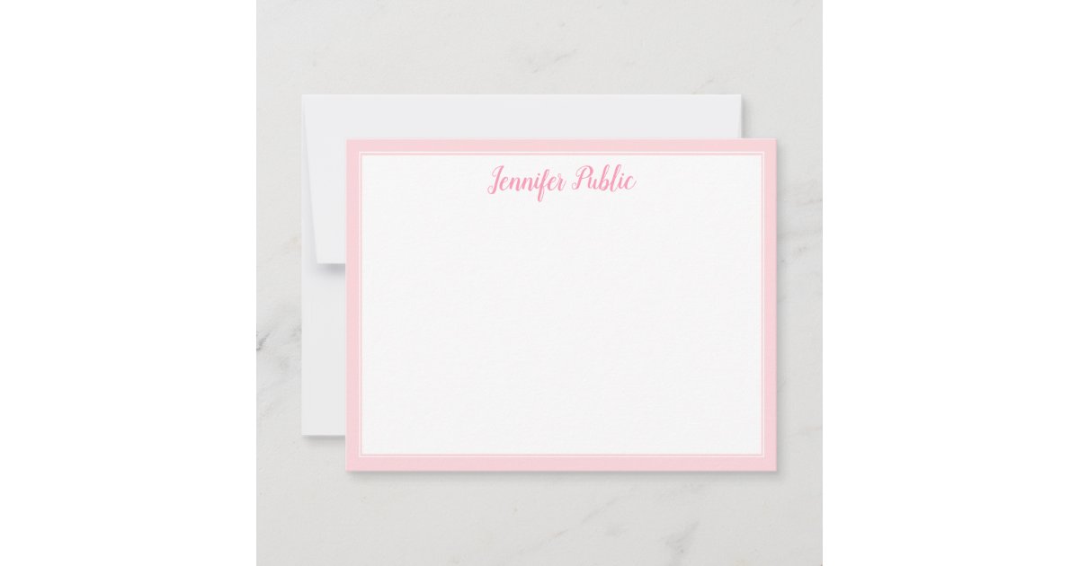 Handwritten Script Pink Border Modern Template | Zazzle