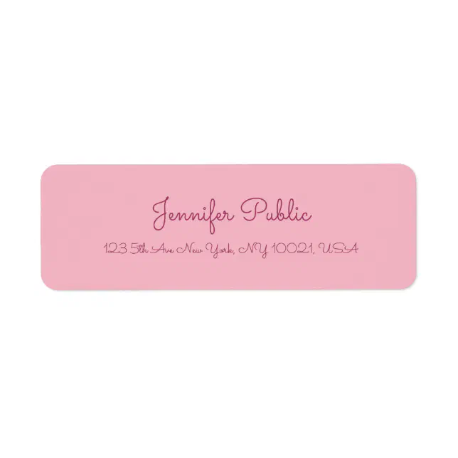 Handwritten Script Text Elegant Pink Modern Plain Label | Zazzle